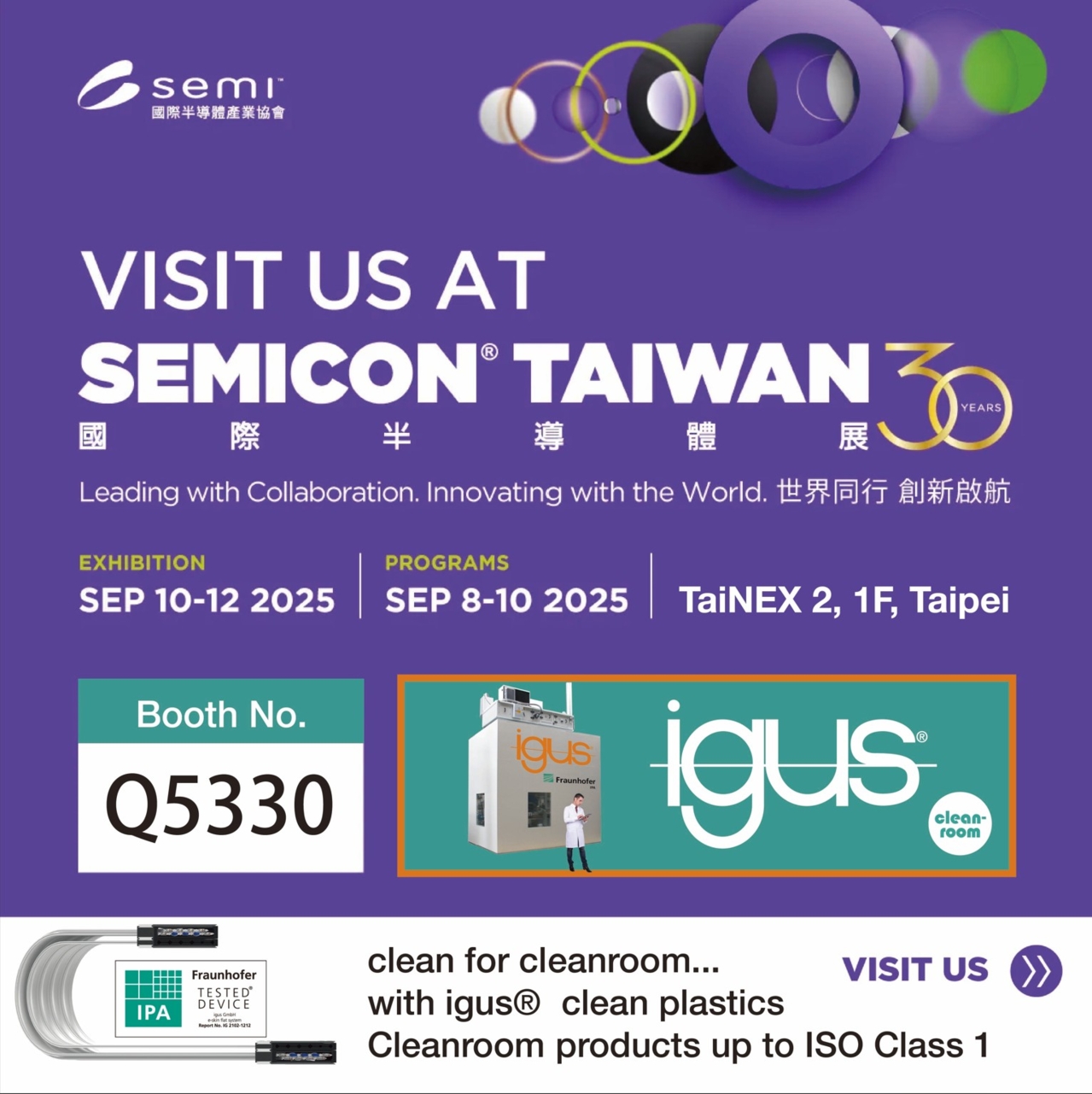 igus Taiwan Showcases Advanced Cleanroom Solutions at SEMICON Taiwan 2025